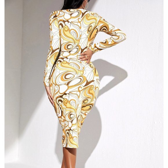 Dresses | New Scroll Print Bodycon Dress | Poshmark